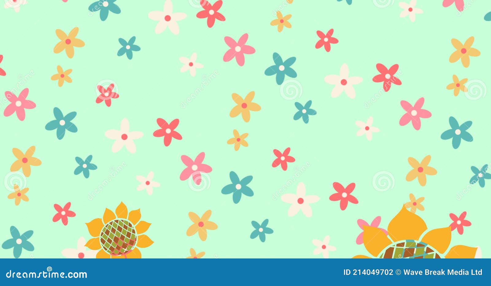 Animation of Spinning Spring Flowers on Light Blue Background Stock ...