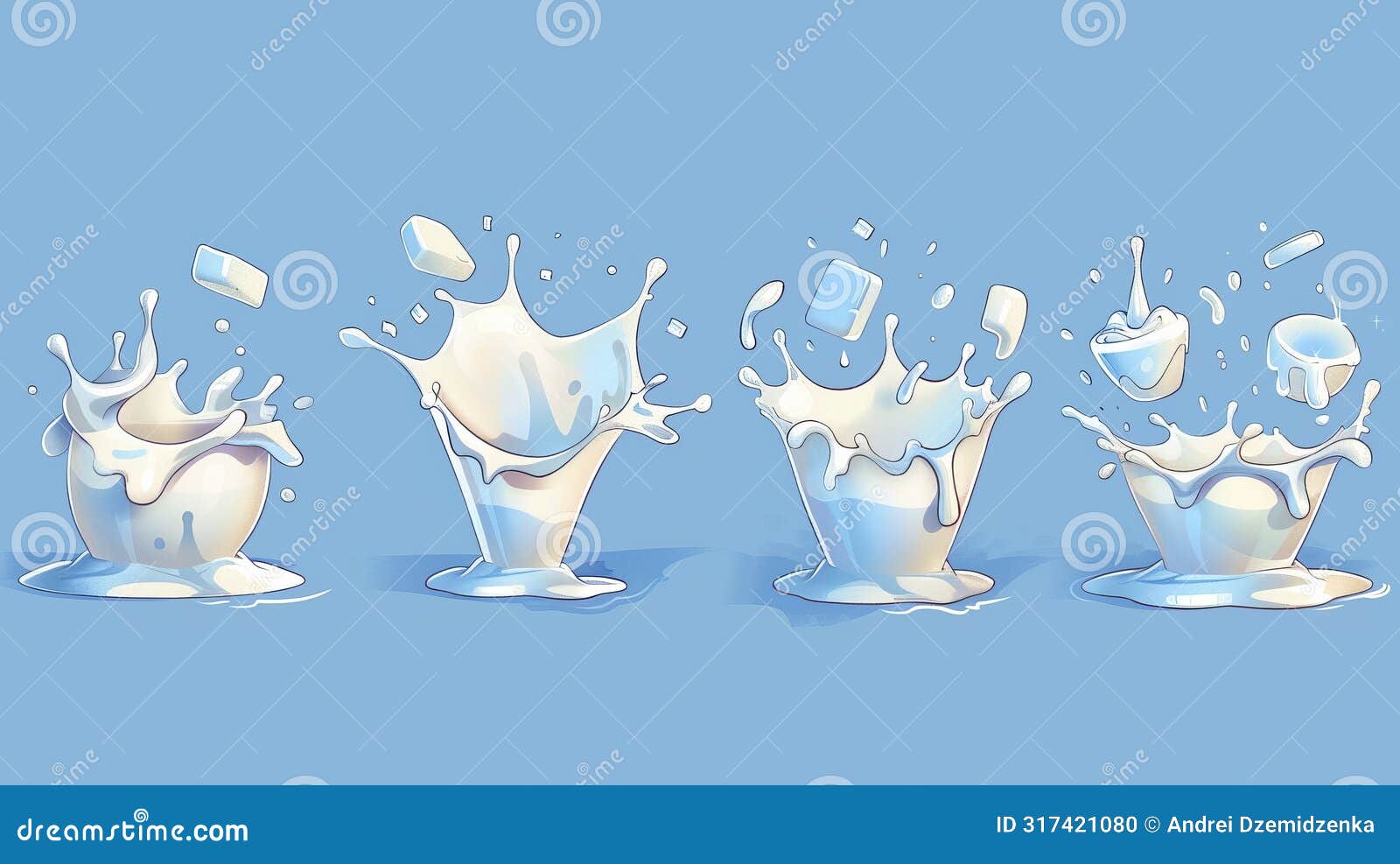 Animation Sprite Sheet of a Milk Splash Sequence Stock Illustration ...