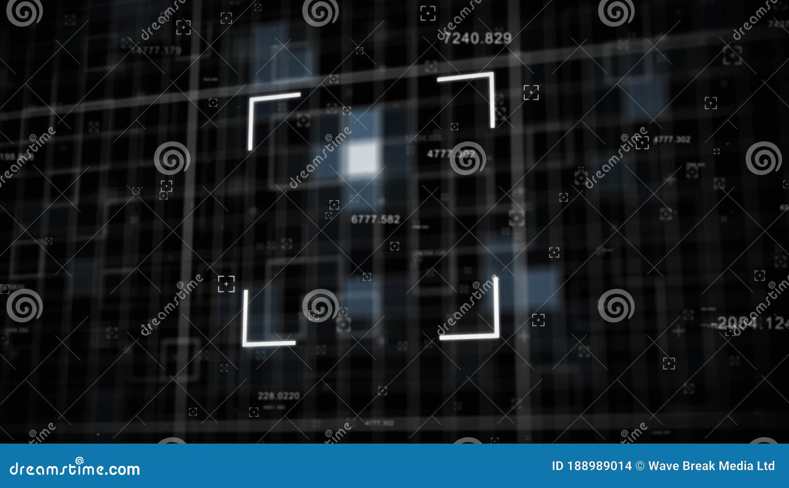 Square Scanner and Data Processing Against Black Background Stock ...