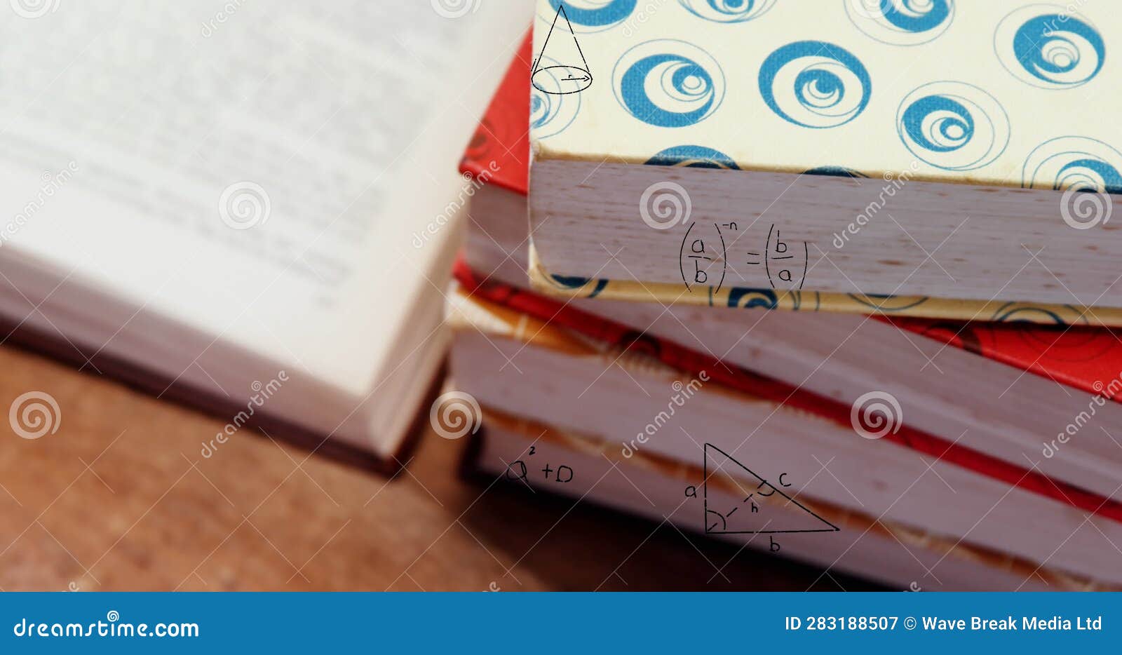 Animation of Stack of Books Over Mathematical Equations and Formulae ...