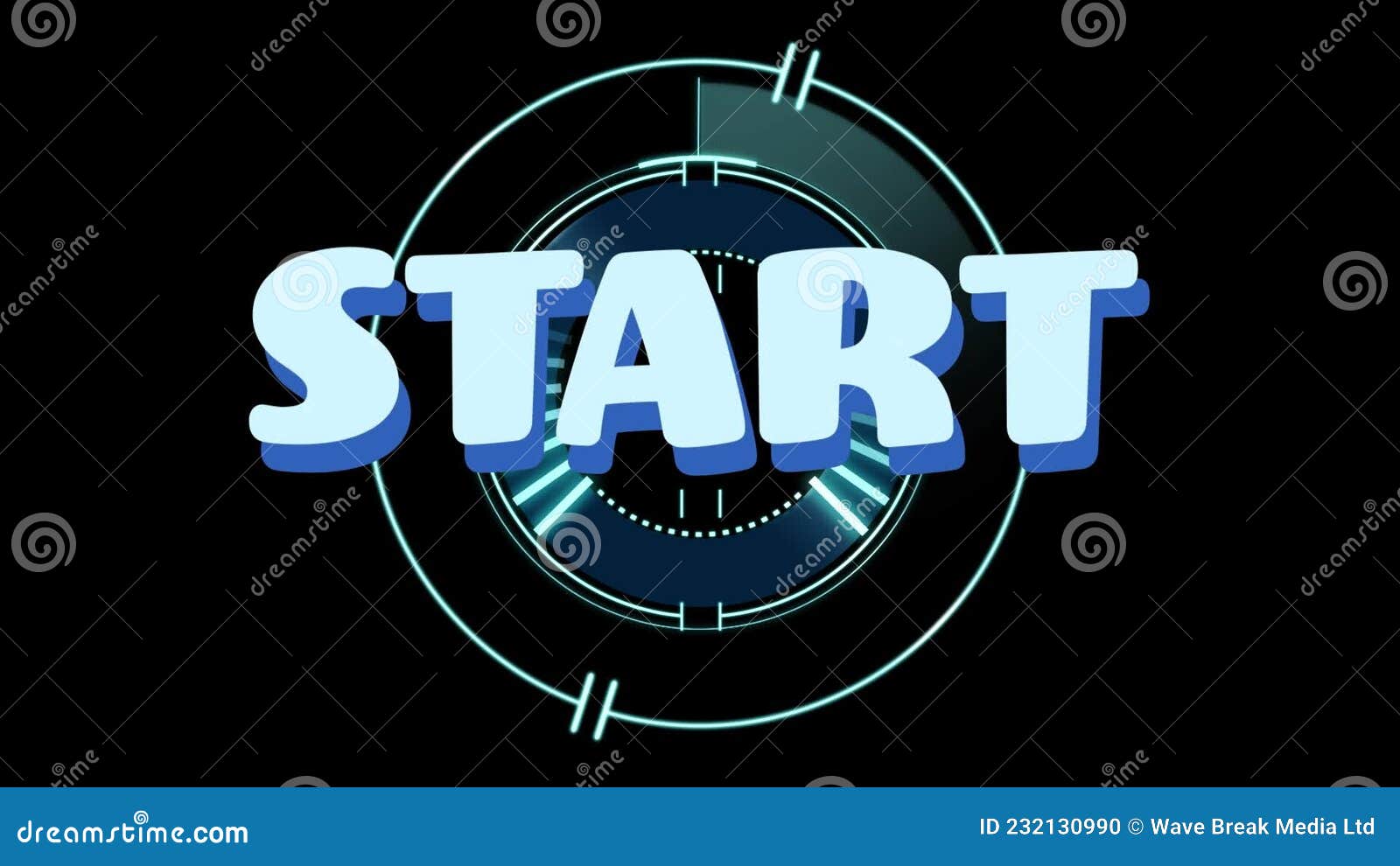 Animation of Start Text Over Scope Scanning on Black Background Stock ...