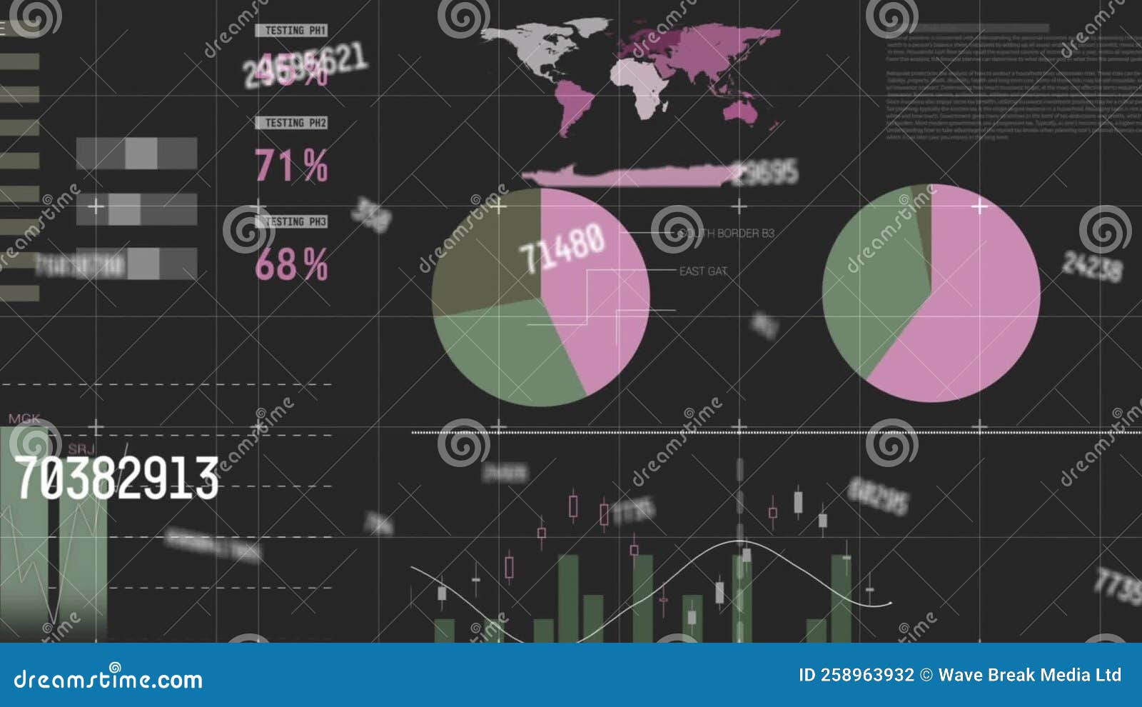 Animation of Statistics and Data Processing on Black Background Stock ...