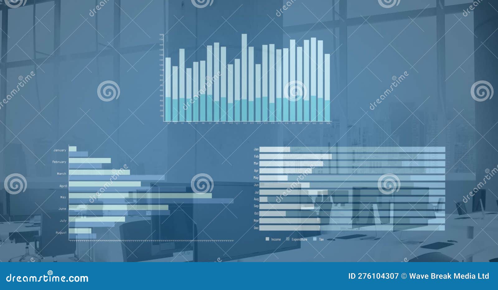 Animation of Statistics and Data Processing Over Office Stock Video ...