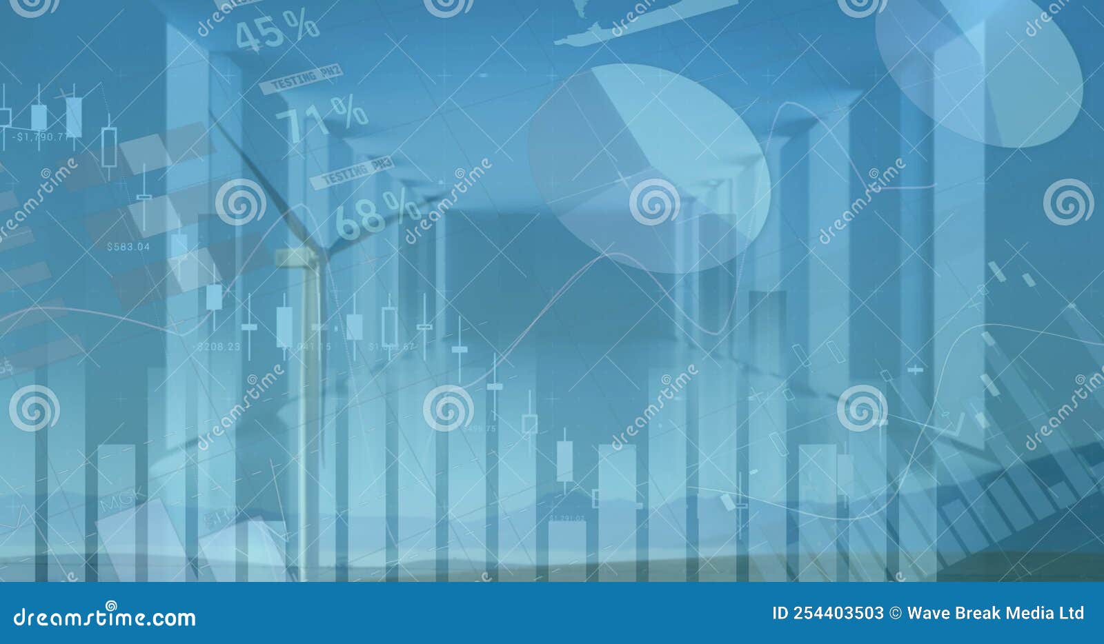 Animation of Statistics and Data Processing Over Wind Turbine on ...