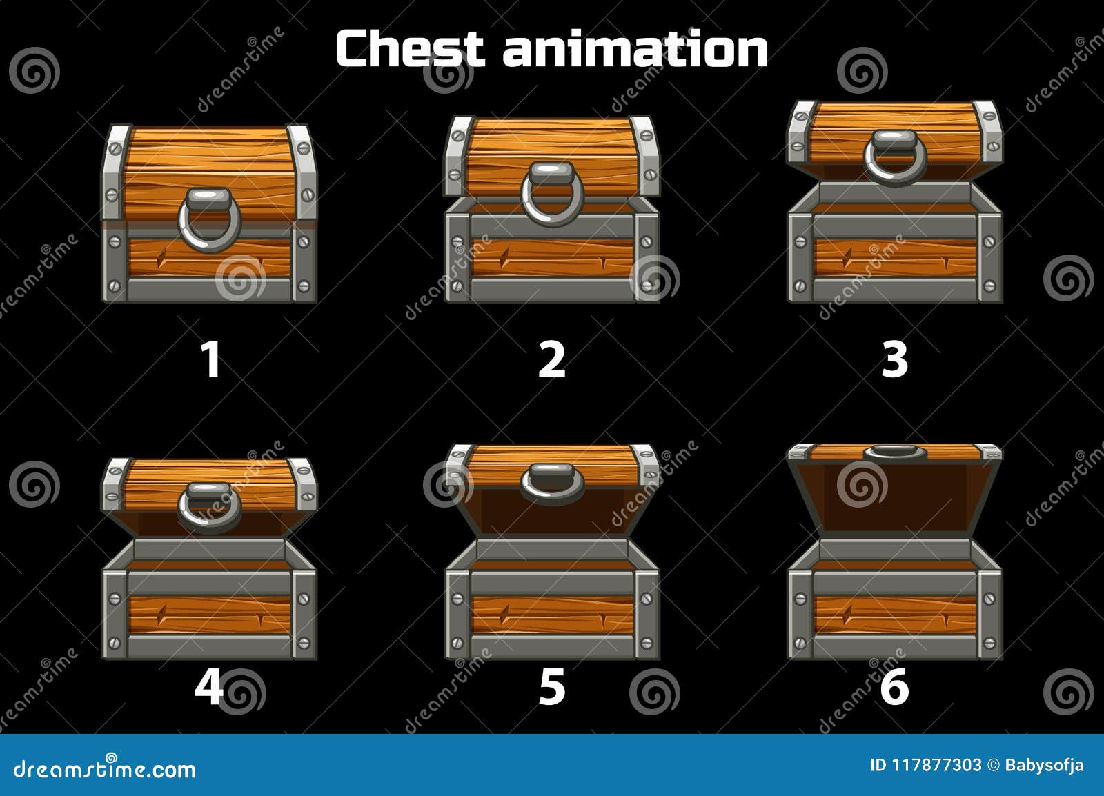 Animation Step By Step Open And Closed Wooden Chest, Game Assets ...