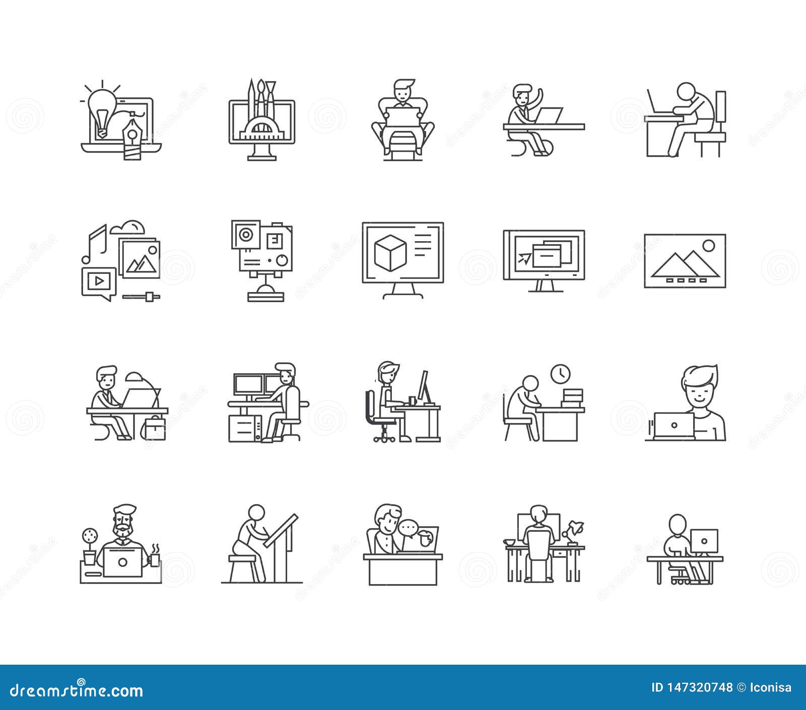 Animation Studio Line Icons, Signs, Vector Set, Outline Illustration ...
