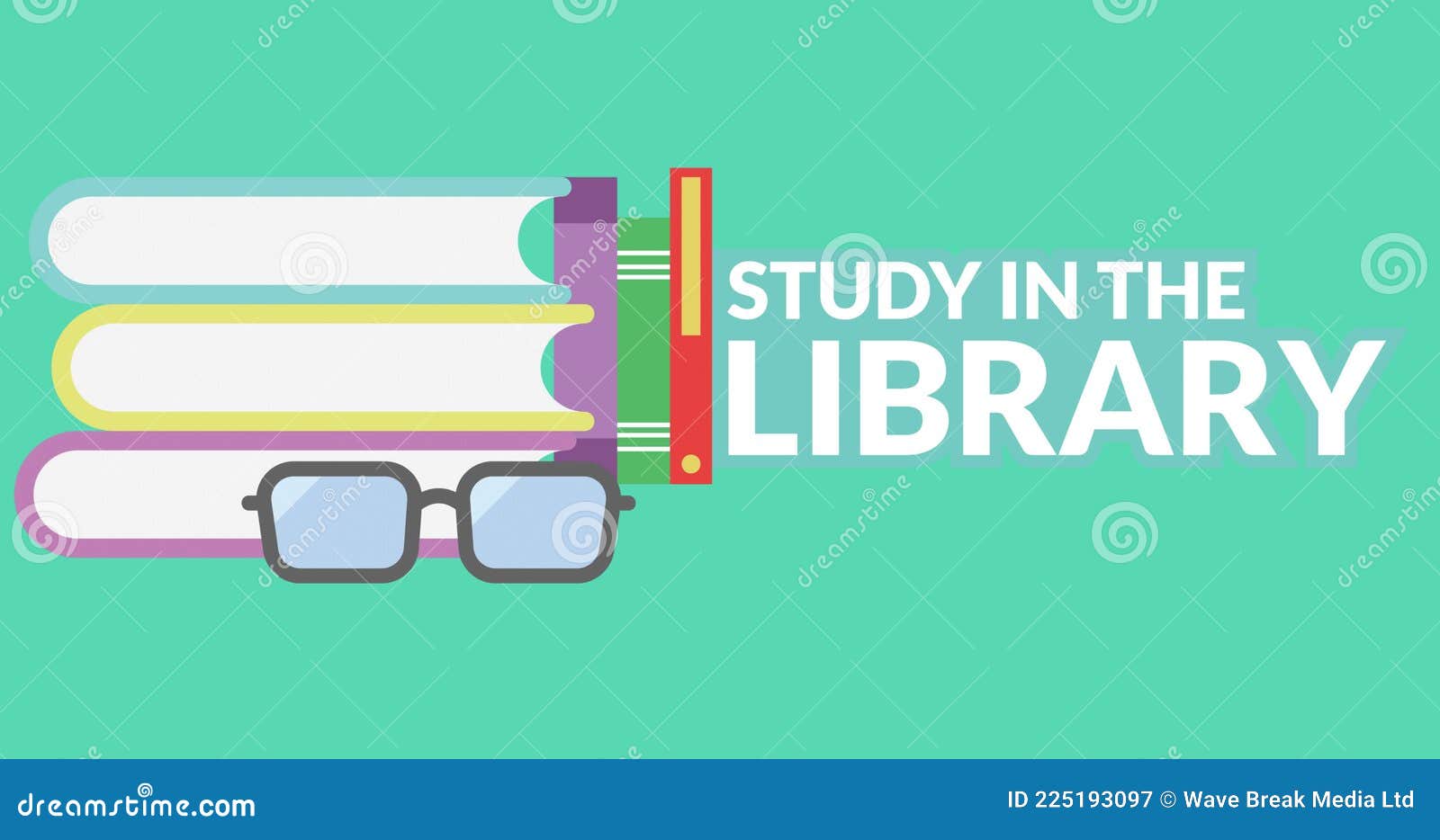 Animation of Study in the Library Text and School Items Icons on Green ...