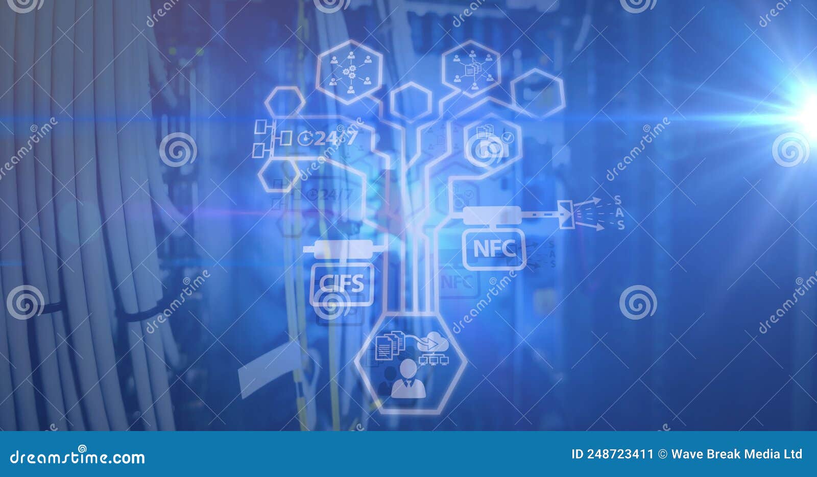 Animation of Technology Icons Over Computer Wires Stock Video - Video ...