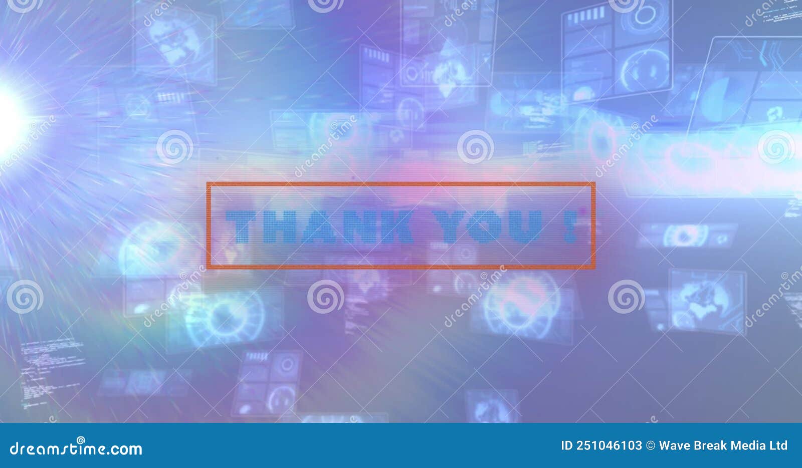 Animation of Thank You Text Over Scope Scanning and Data Processing ...