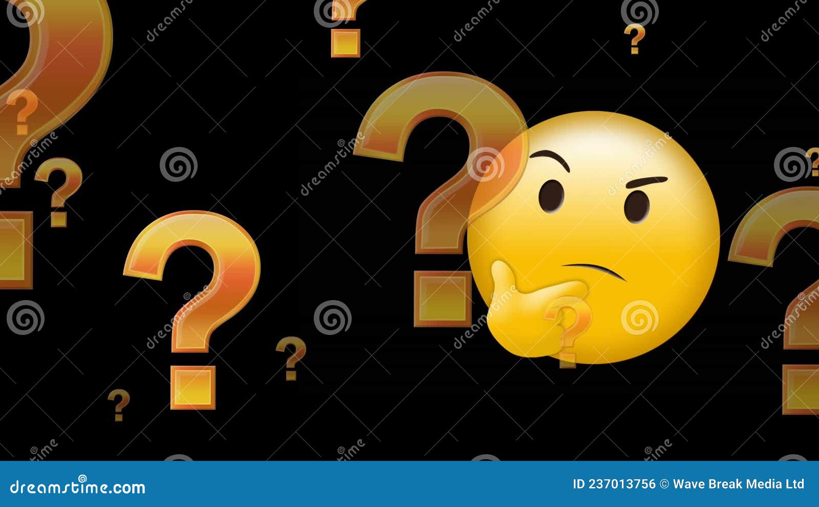 Animation of Thinking Emoji and Question Marks Floating Over Black ...