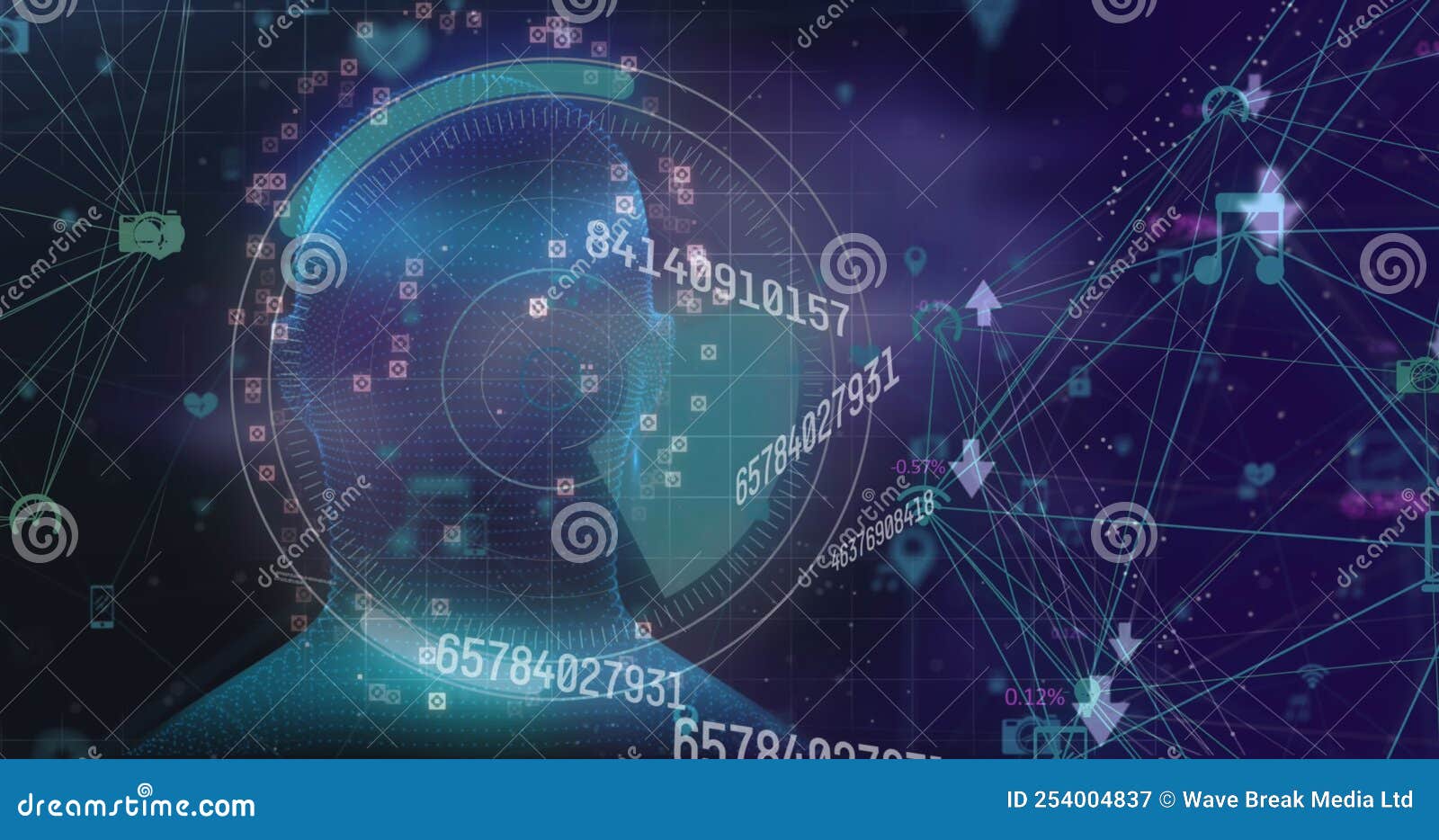 Animation of Three Dimensional Human Diagram Rotating with Numbers and ...