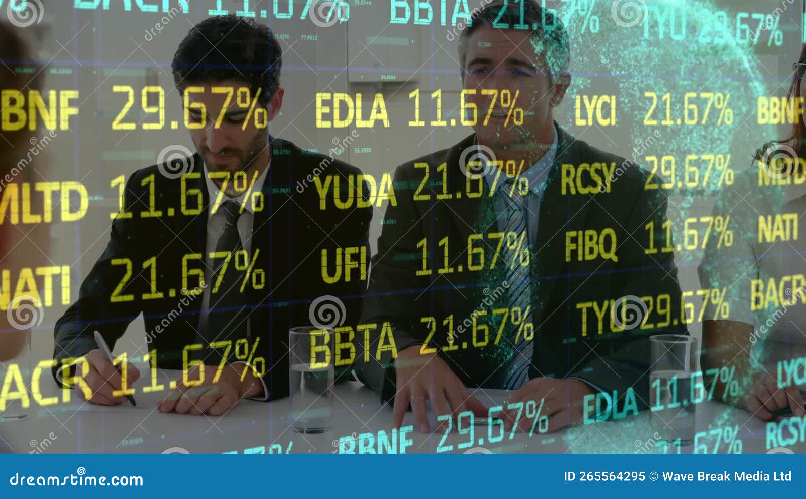 Animation of Trading Board, Numbers and Globe on Diverse Manager Taking ...