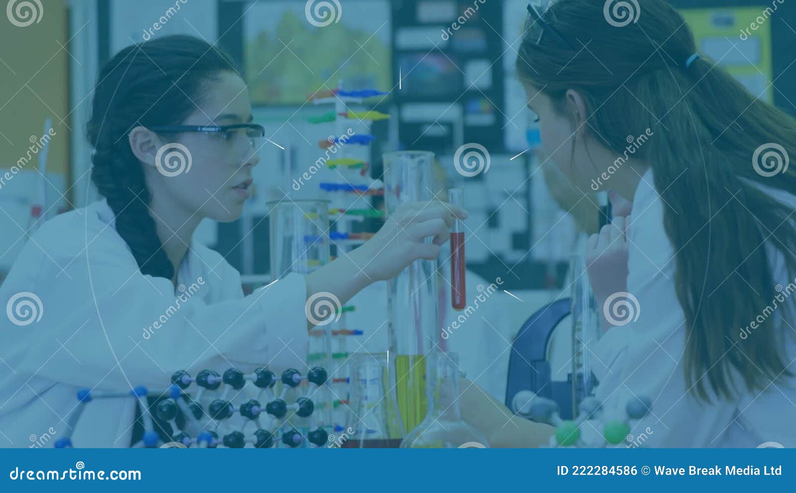 Animation of Triangles Pulsating Over Students in Science Class Stock ...