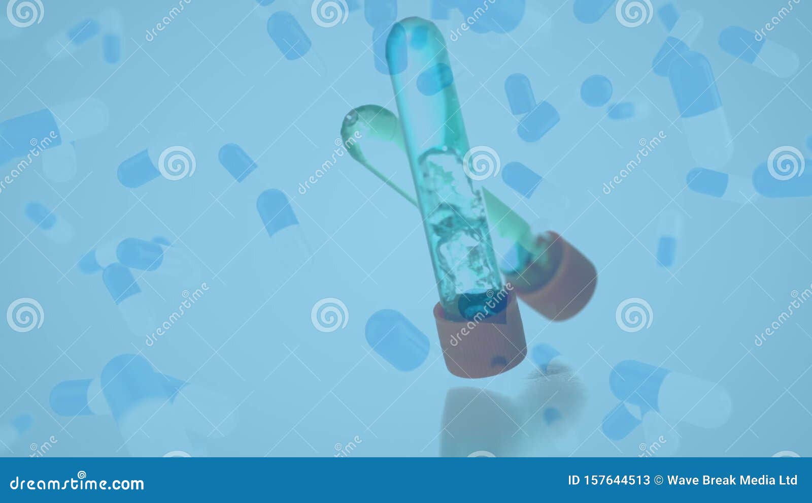 Test Tubes Falling with Tablets in the Foreground Stock Video - Video ...