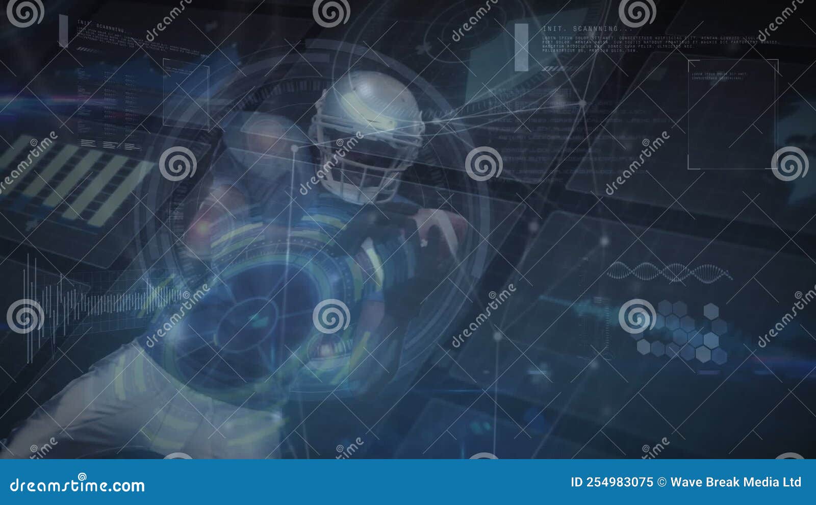 Animation of Various Digital Diagrams and Patterns Moving Over Biracial ...