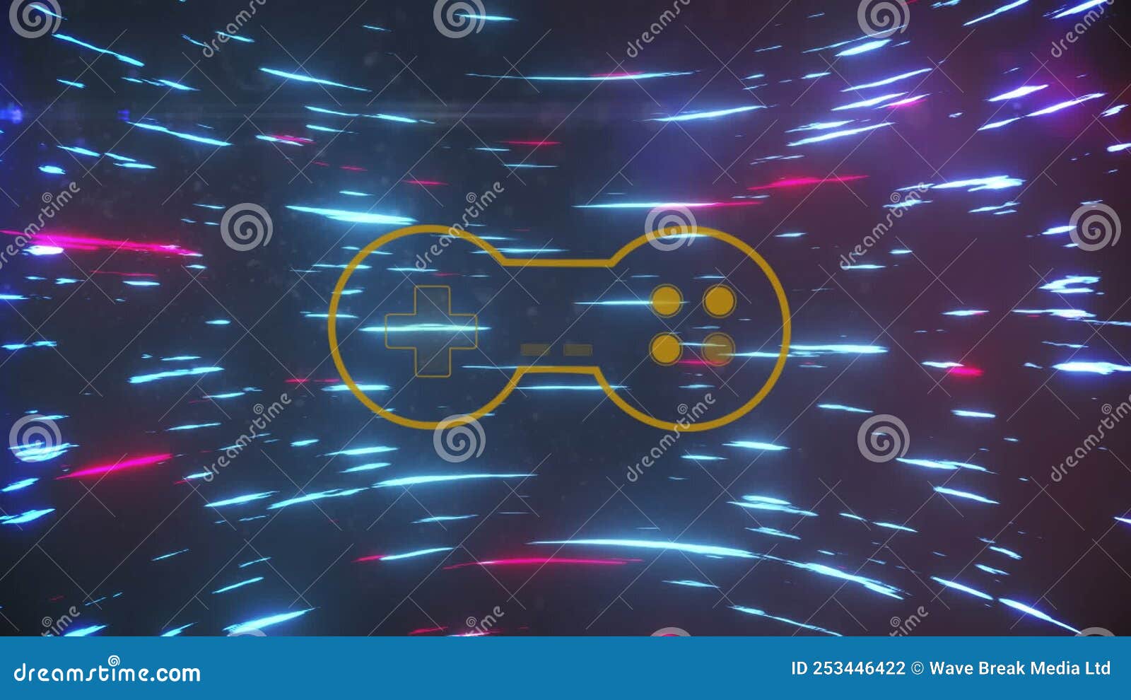 Animation of Video Game Controller Vector Against Illuminated Lights ...