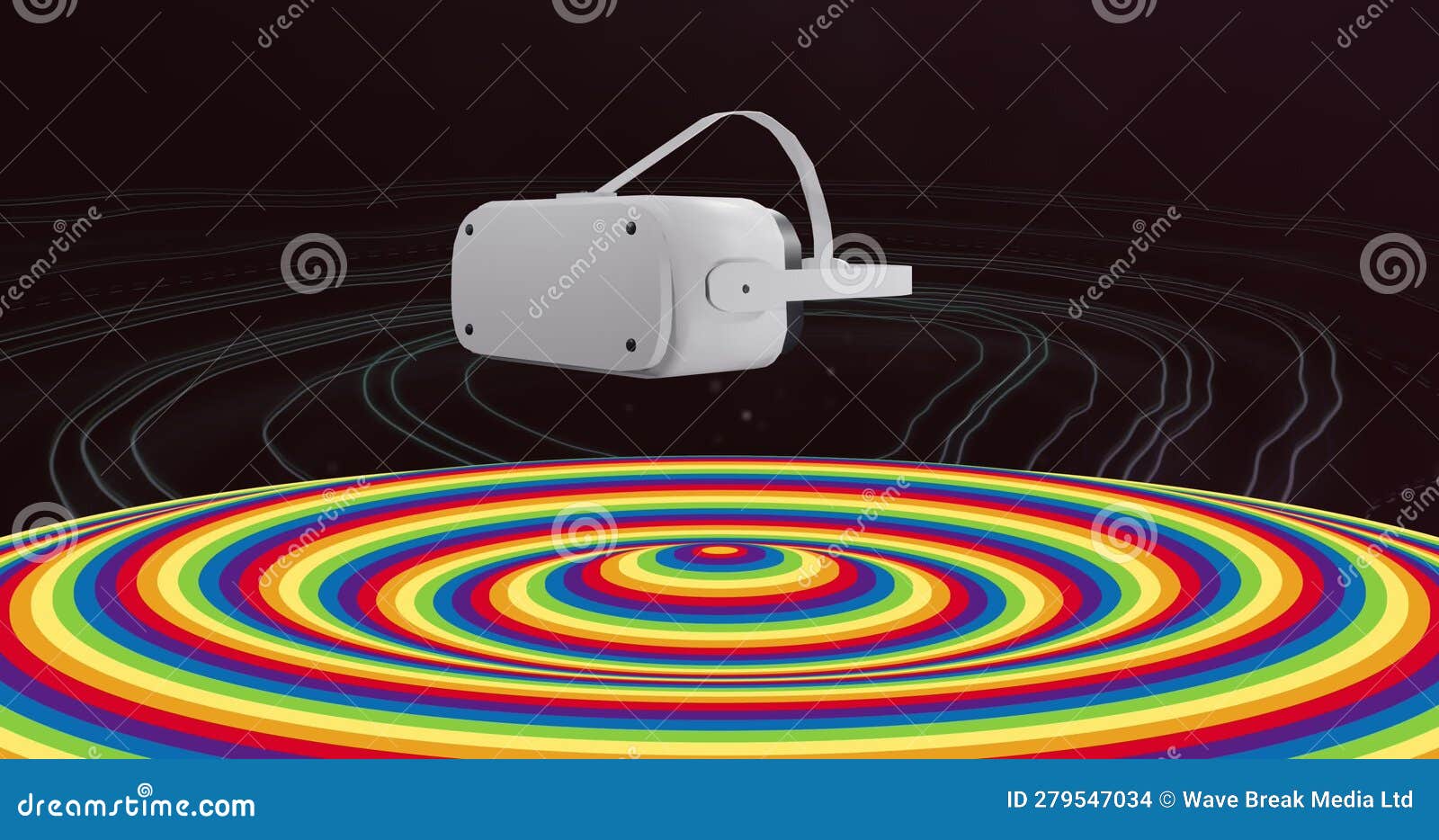 Animation of Vr Headset and Coloured Circular Surface Over Black ...