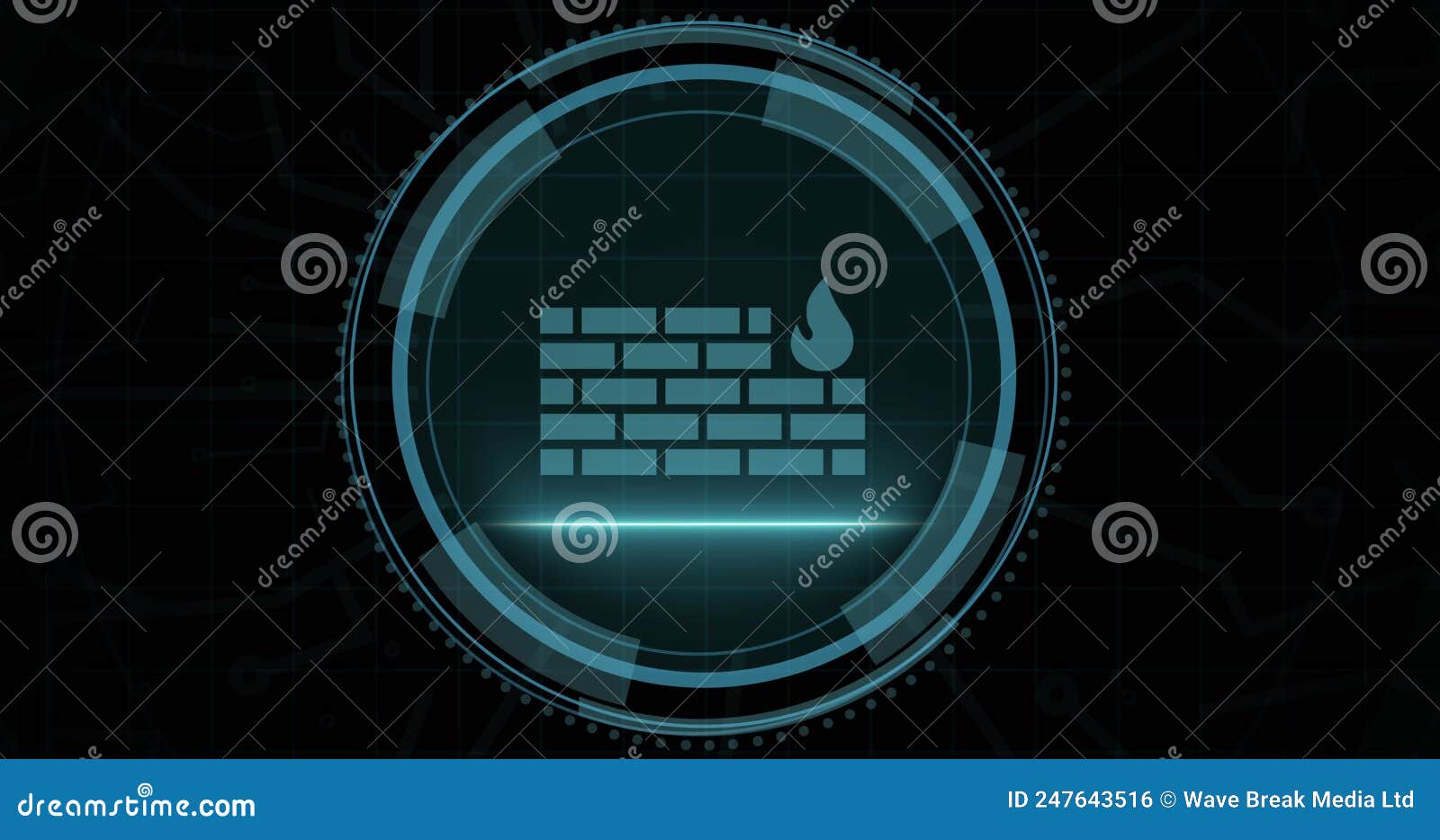 No People Animation Wall Fire Circle Cyber Security Black Background ...