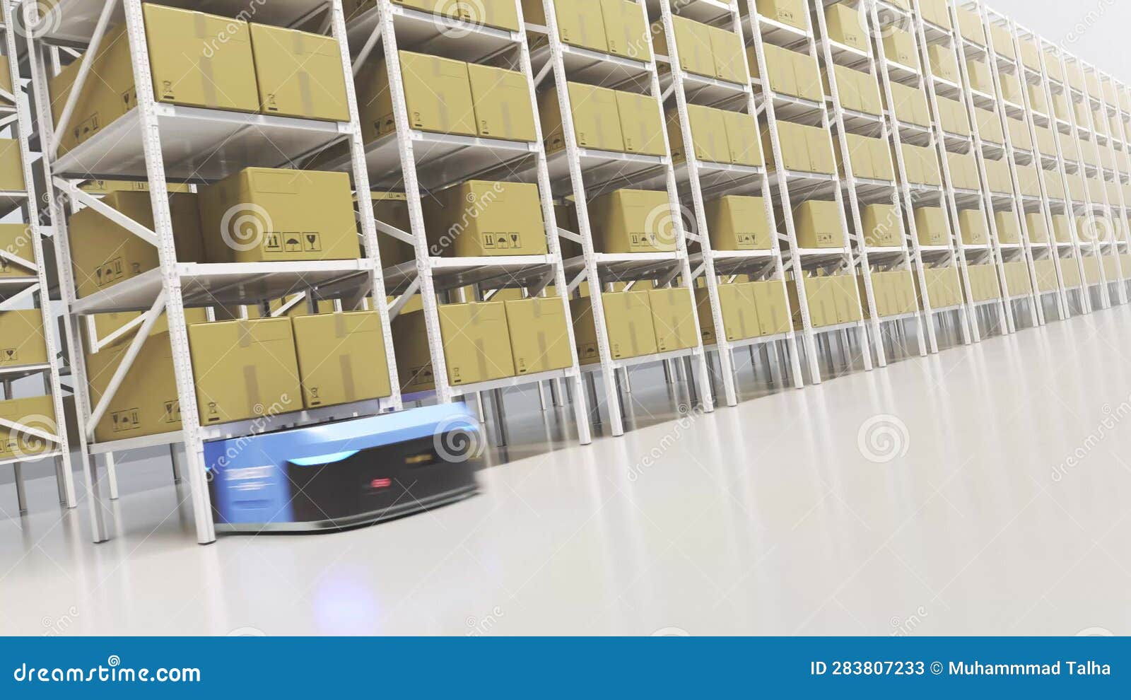 Warehouse Industry Autonomic Robot Carrying Metal Shelf with Cardboard ...
