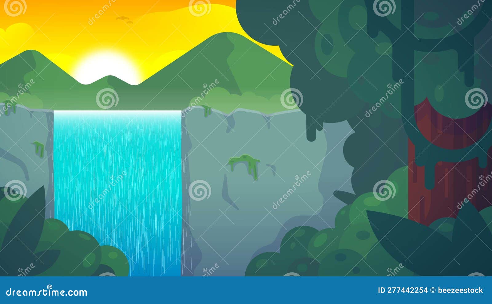 Animation of Waterfall in Tropical Jungle. Stock Footage - Video of ...