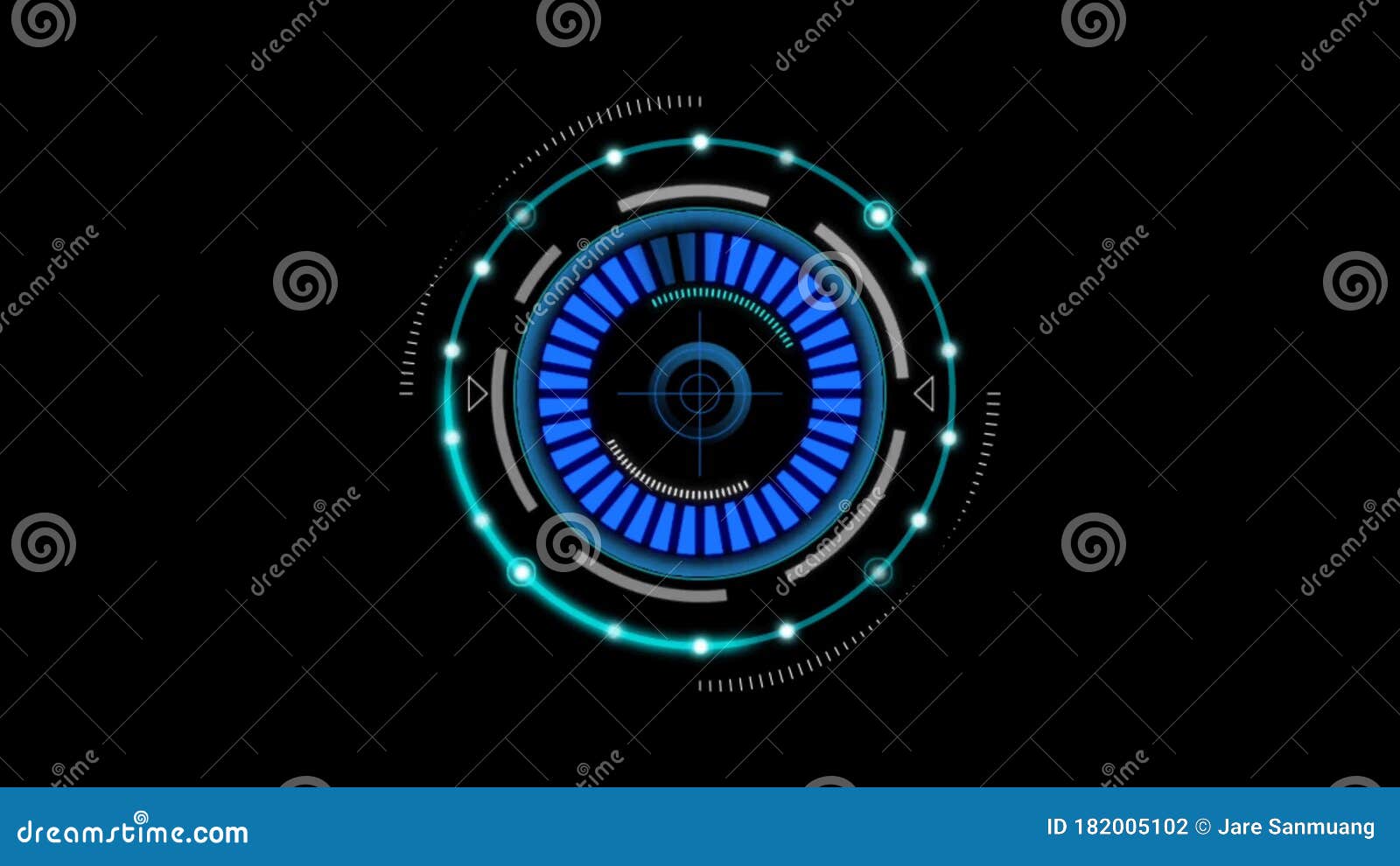 Animation White and Blue Loading Circle Target on a Black Background ...