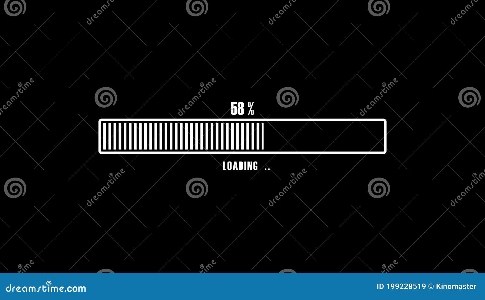 Animation White Loading Bar with Running Vertical Lines on Black Screen ...
