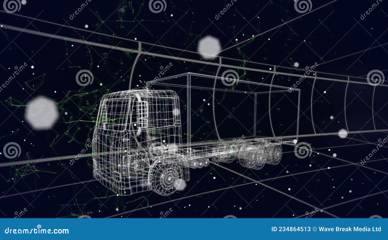 Animation of White Spots Over 3d Drawing Model of Lorry and Grid Stock ...