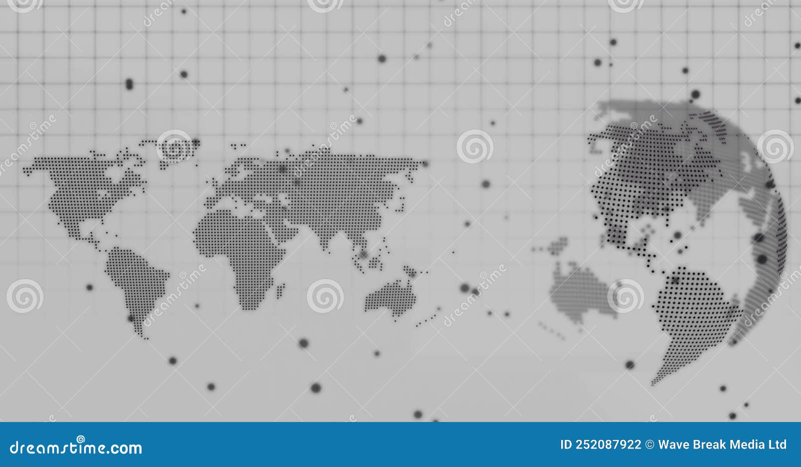 Animation of World Map and Grid Over White Background Stock Footage ...