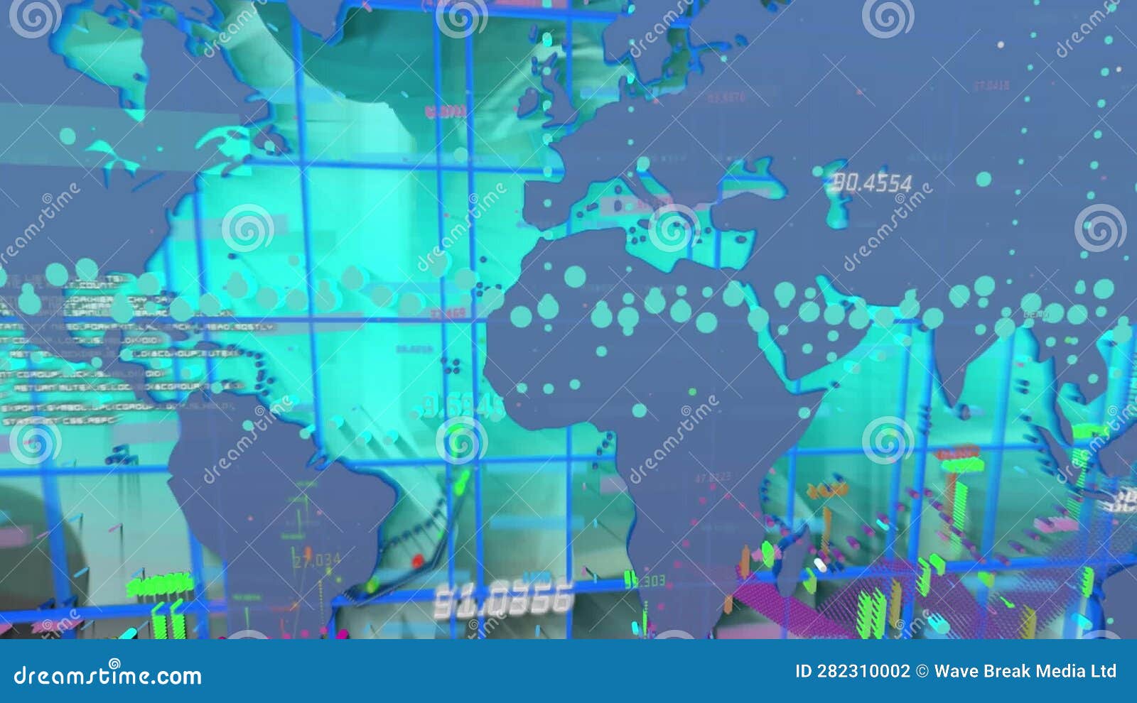 Animation of World Map with Various Statistical Data and Infographics ...
