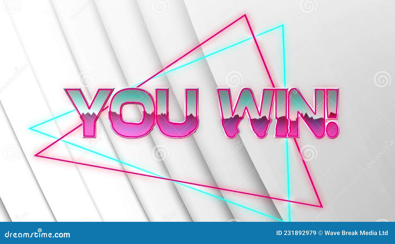 Animation of You Win Text Over Light Trails on White Background Stock ...