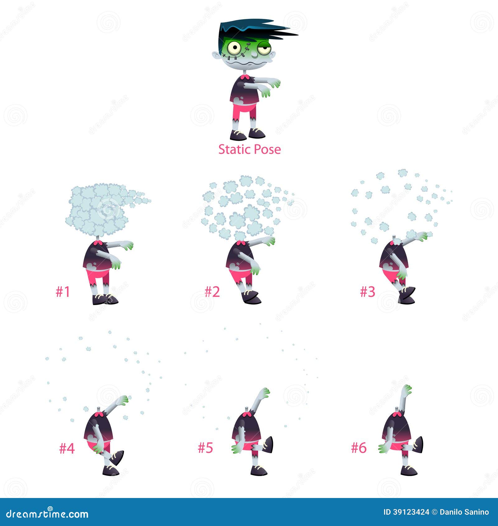 Animation of Zombie with Explosion of Head. Stock Vector - Illustration ...