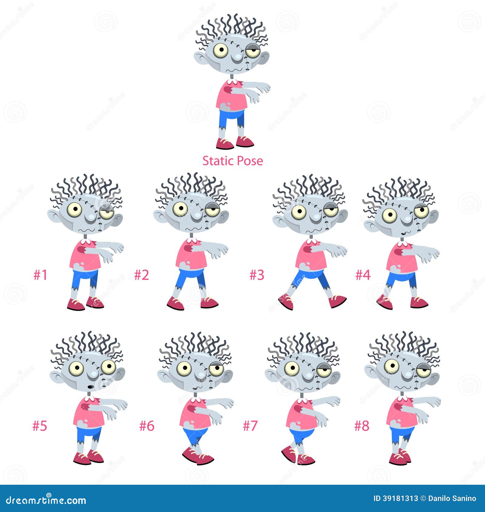 Animation Of Zombie With Explosion Of Head. Vector Illustration ...