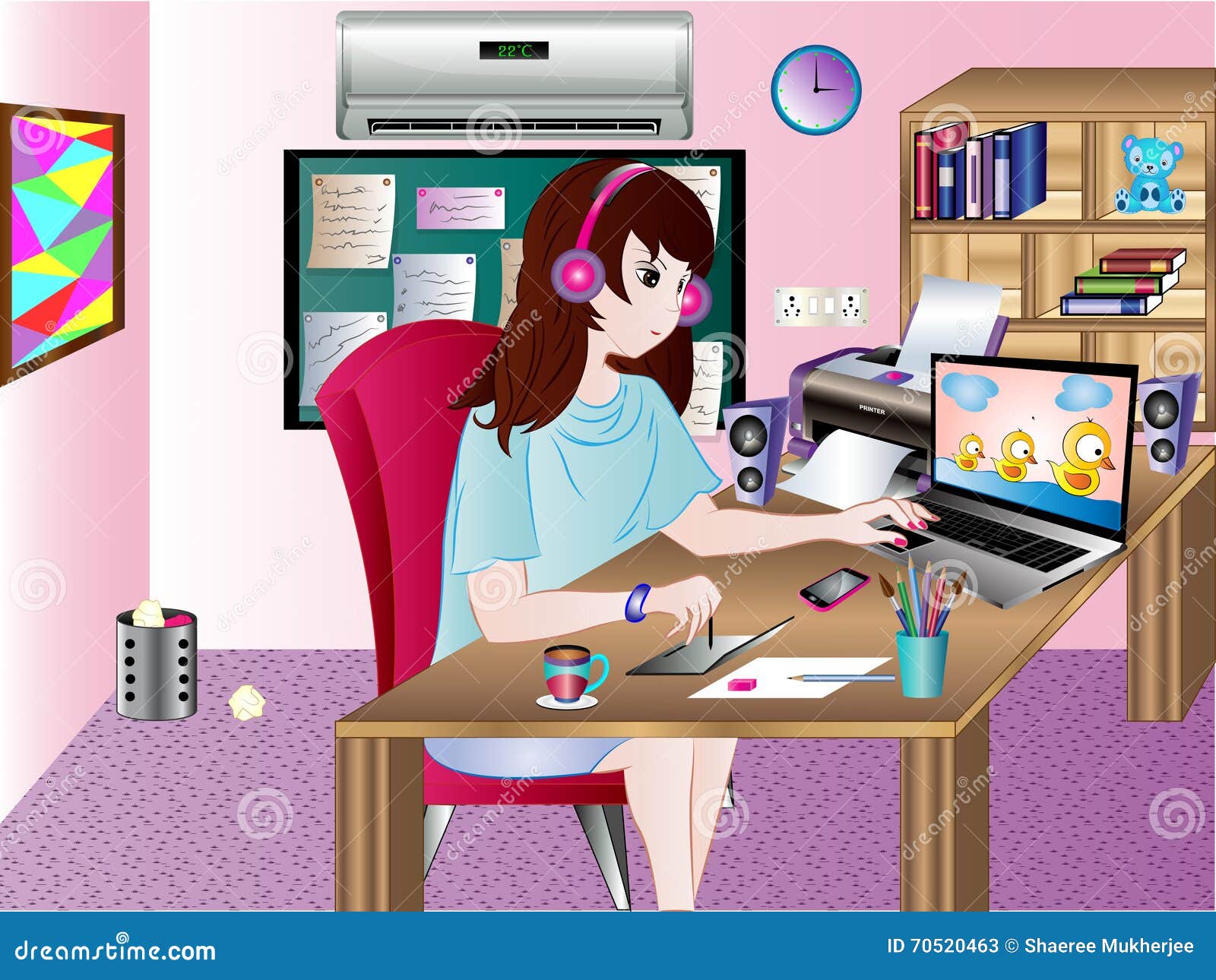 Animator At Work Vector Illustration Stock Illustration - Image: 70520463