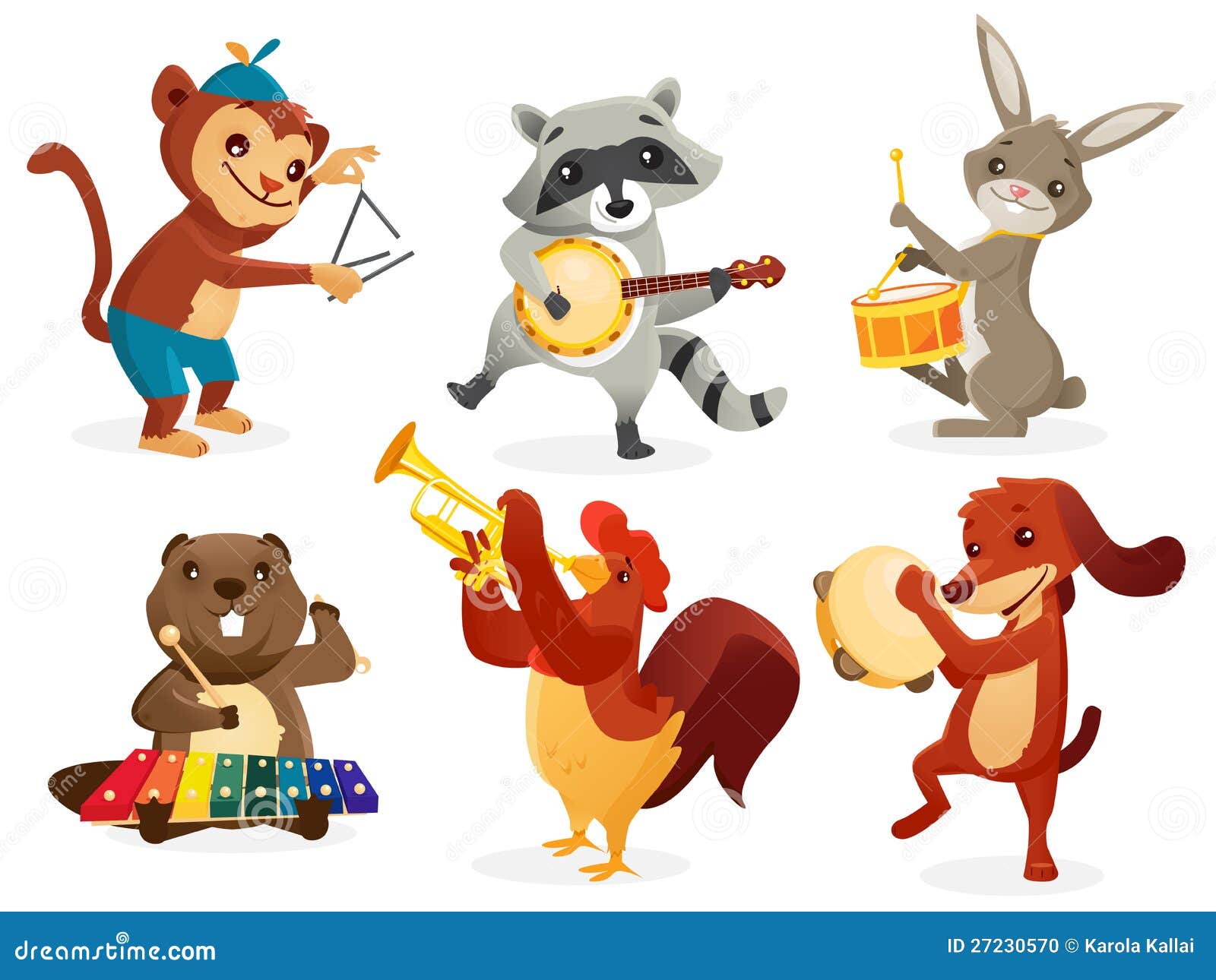 Animaux Jouant Des Instruments Illustration Stock - Illustration du ...
