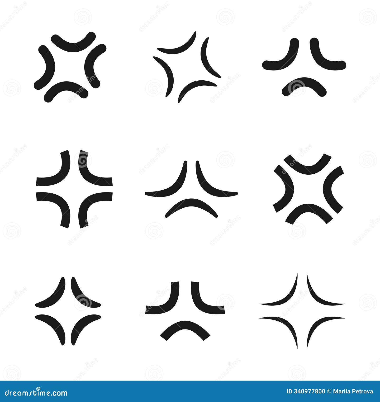 Anime Anger Symbol Collection. Angry Anime Icon Set Stock Illustration ...