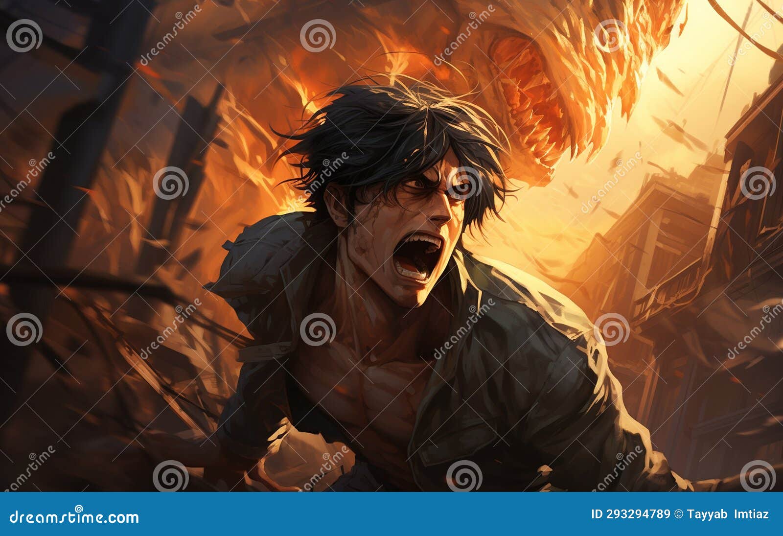 Anime Art: Screaming Guy in a Procession" Generative AI Stock ...