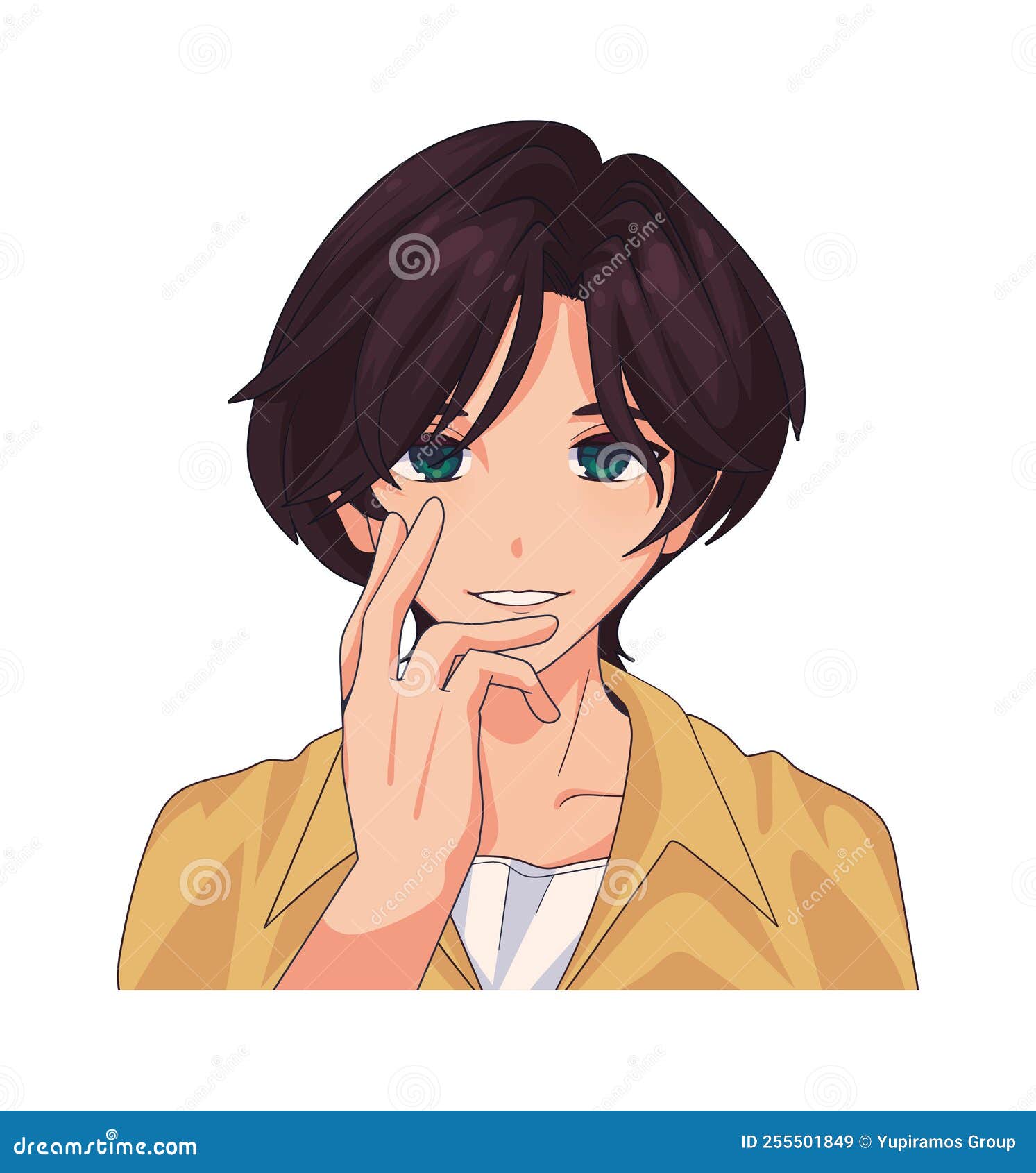 Anime boy character stock vector. Illustration of happy - 255501849