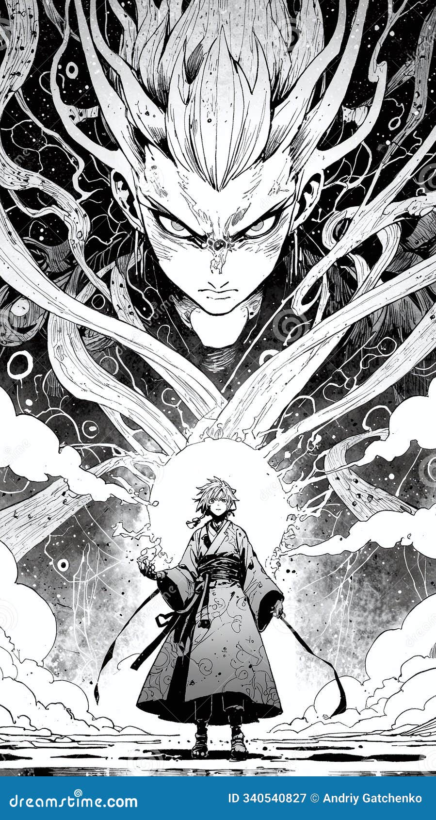 Anime Character Surrounded by Magical Energy, Summoning a Fantastical ...