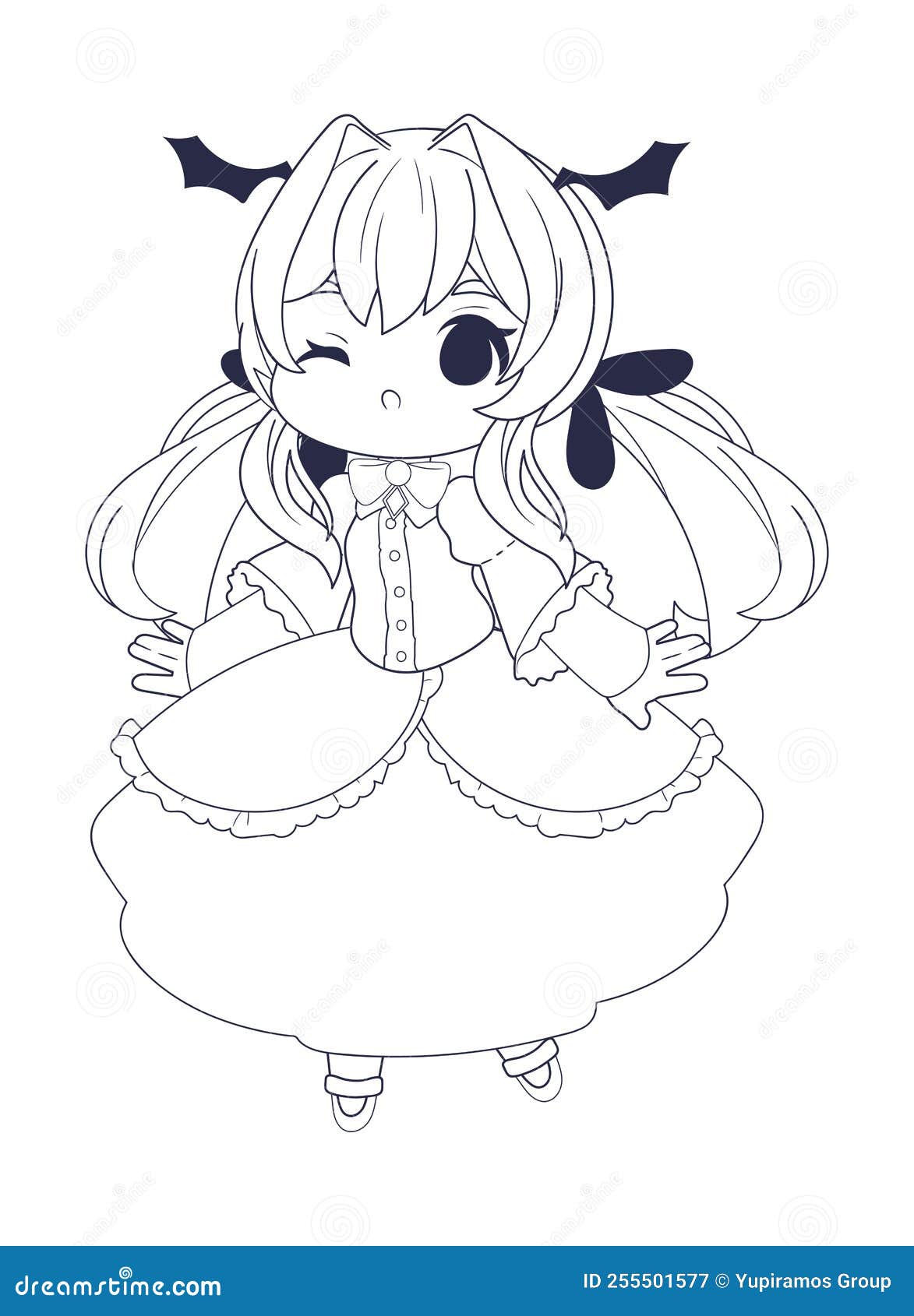 Set Of Anime Chibi Avatar Emoticon Line Art Cartoon Vector ...