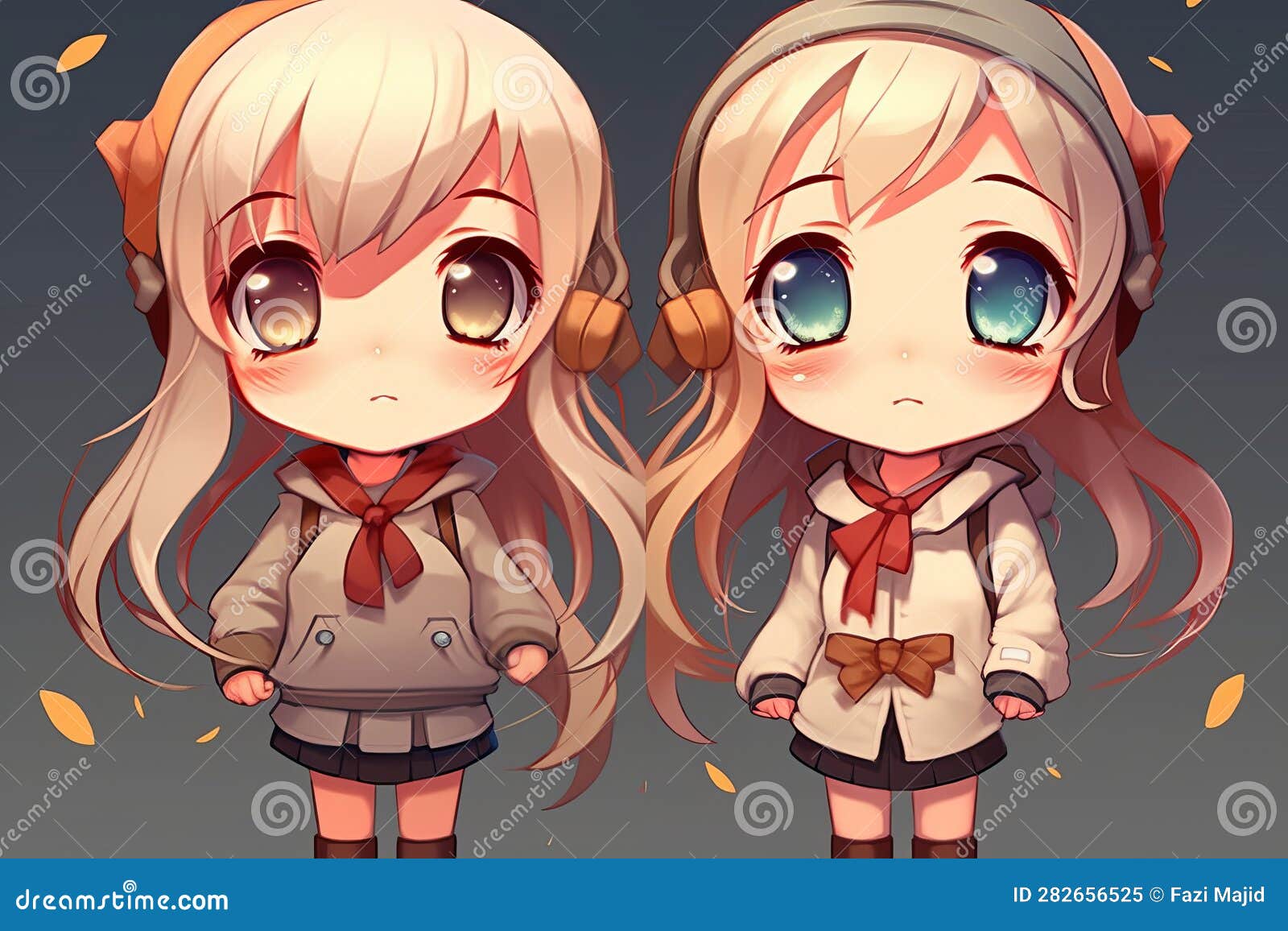 Anime Chibi Style Girl Character. Generative Ai. Stock Illustration ...