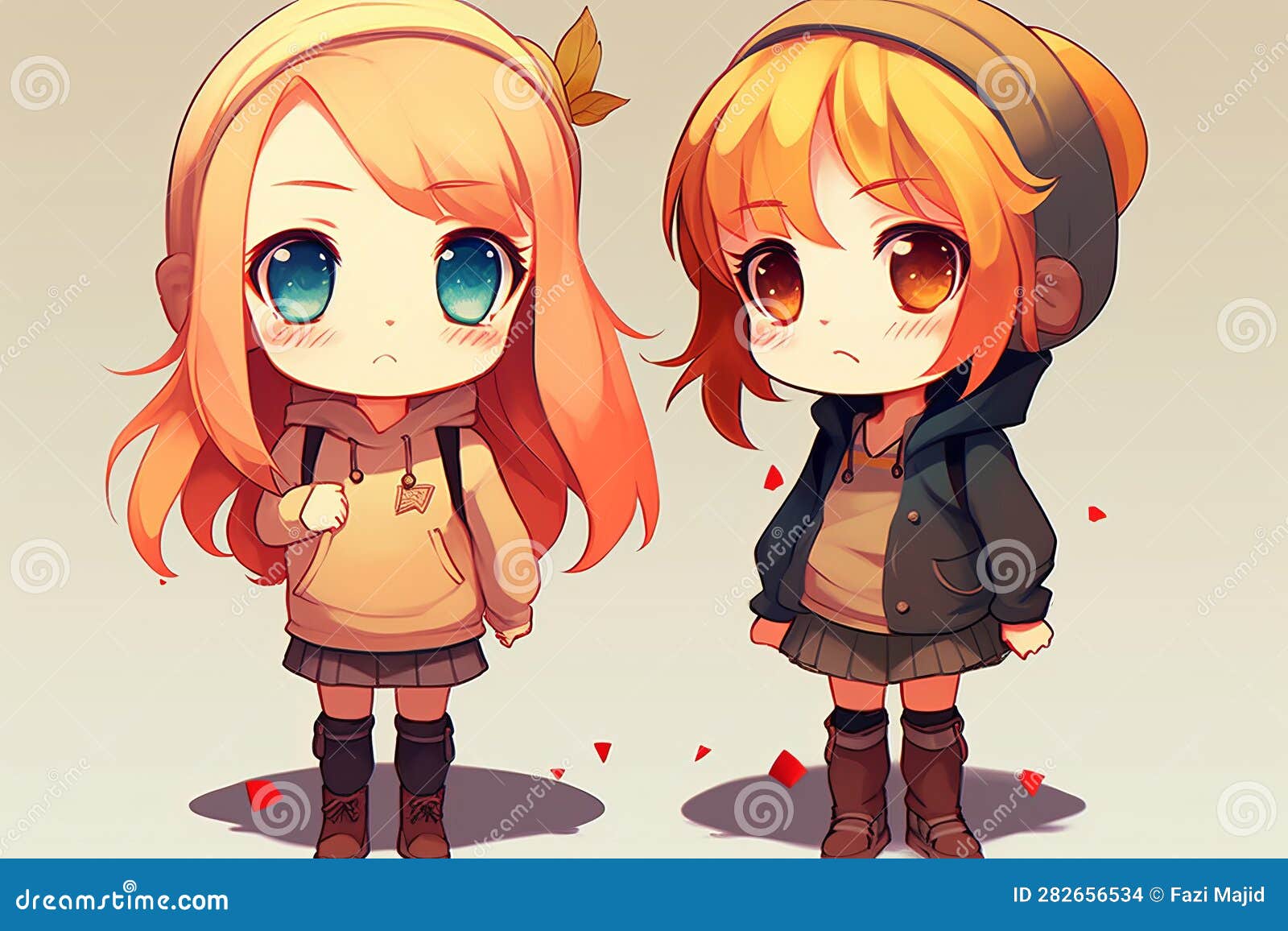 Anime Chibi Style Girl Character. Generative Ai. Stock Illustration ...