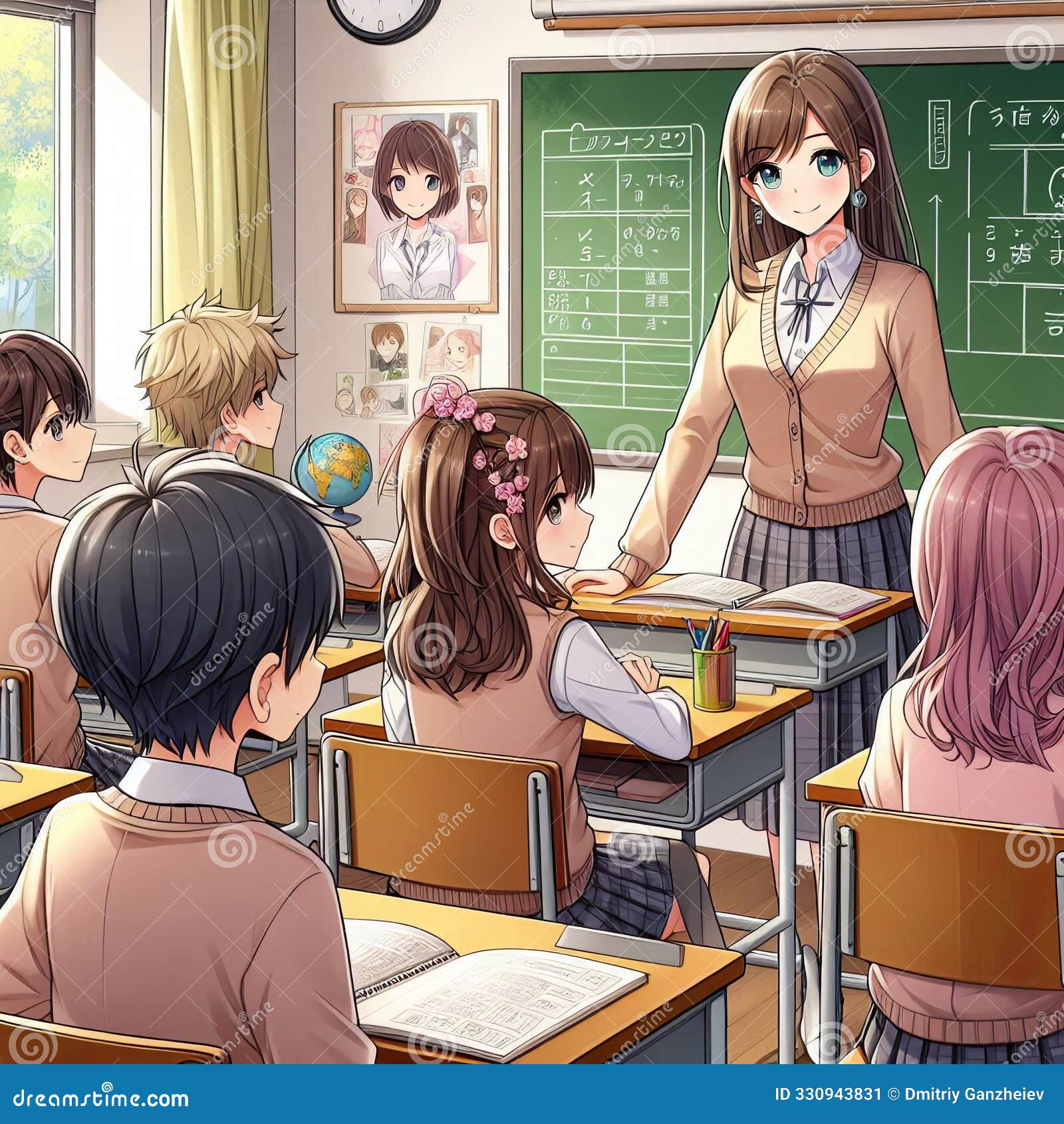 Anime Classroom editorial photo. Illustration of examination - 330943831