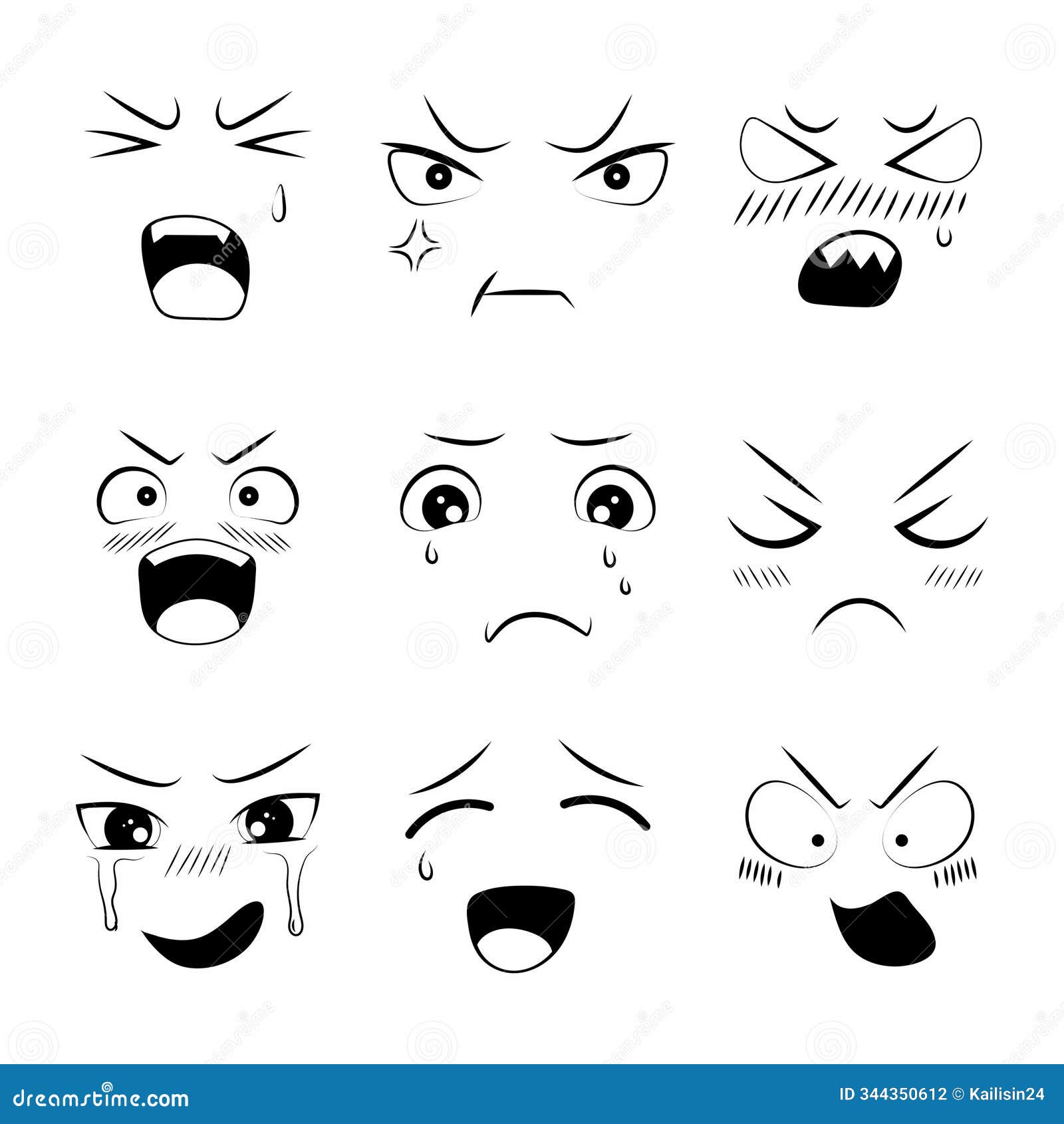 Anime Emotion Effect. a Set of Doodle Illustrations of Different ...