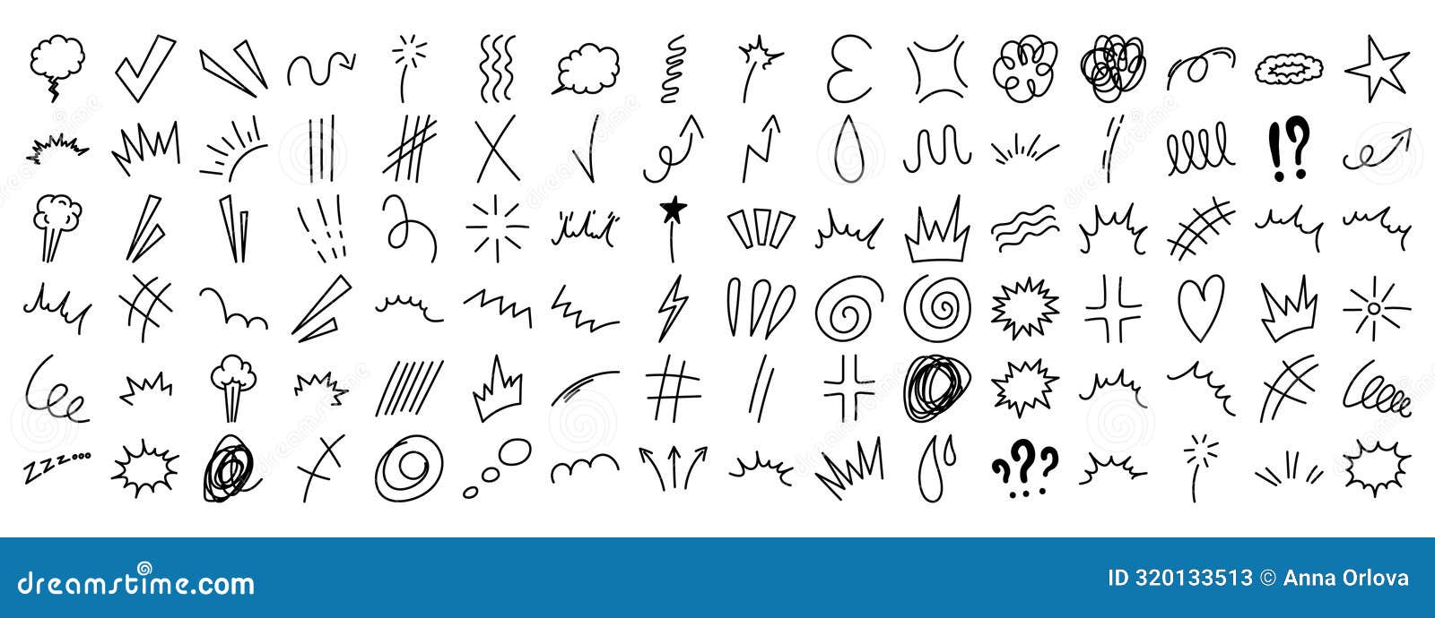 Anime Emotion Effect Set. Manga Collection of Arrows, Sparkles ...