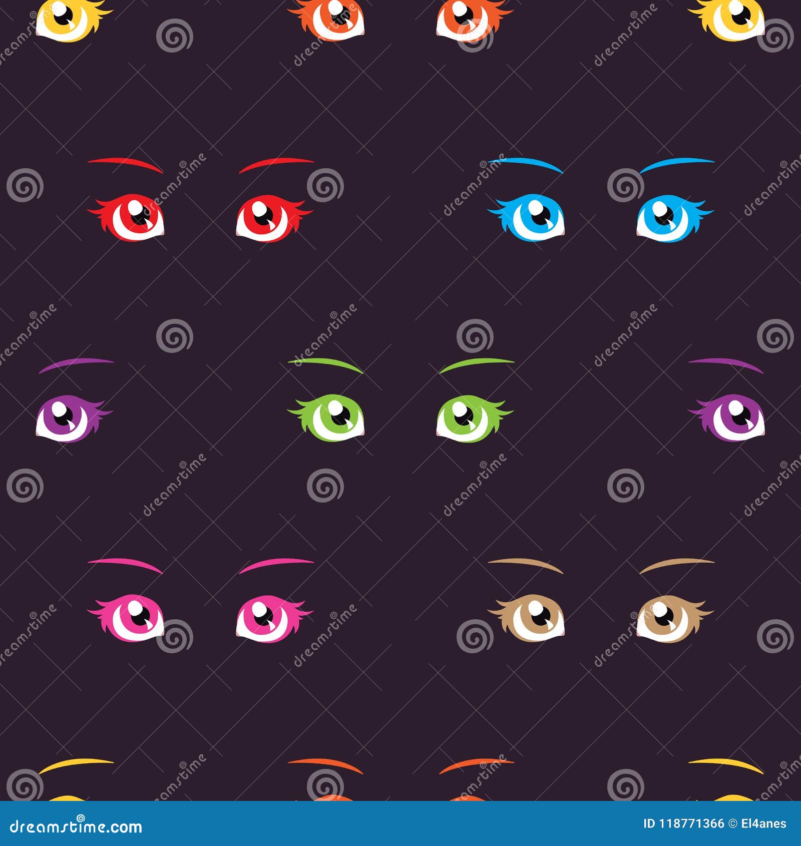 Anime eyes pattern stock vector. Illustration of sticker - 118771366