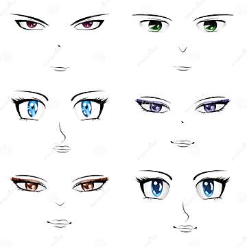 Anime faces stock illustration. Illustration of cartoon - 34694906