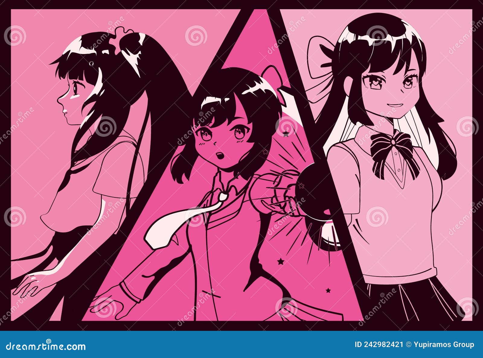 Anime female comic stock vector. Illustration of anime - 242982421