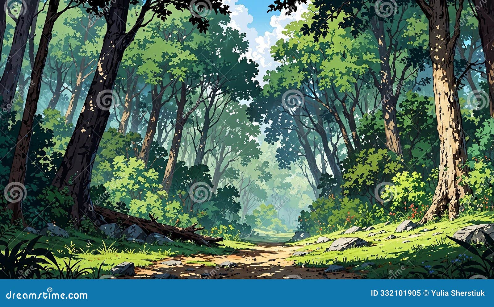 Anime Forest with Anime Style Colors High Quality Illustration. Anime ...