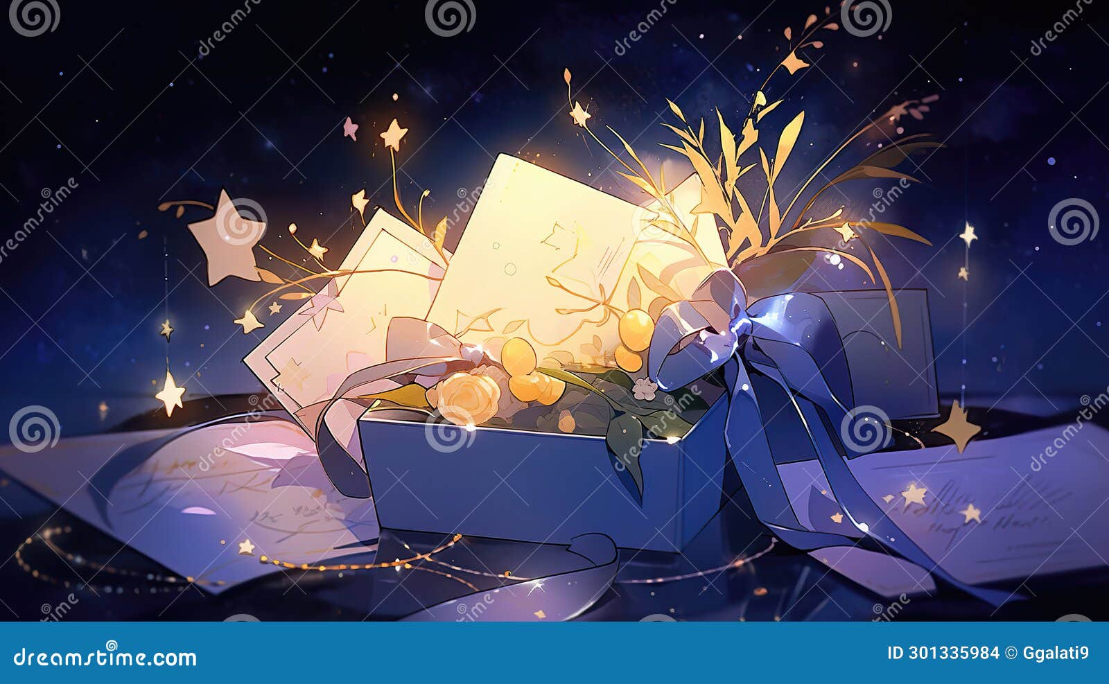 Anime Gift Card Illustration, Present Stock Illustration - Illustration ...