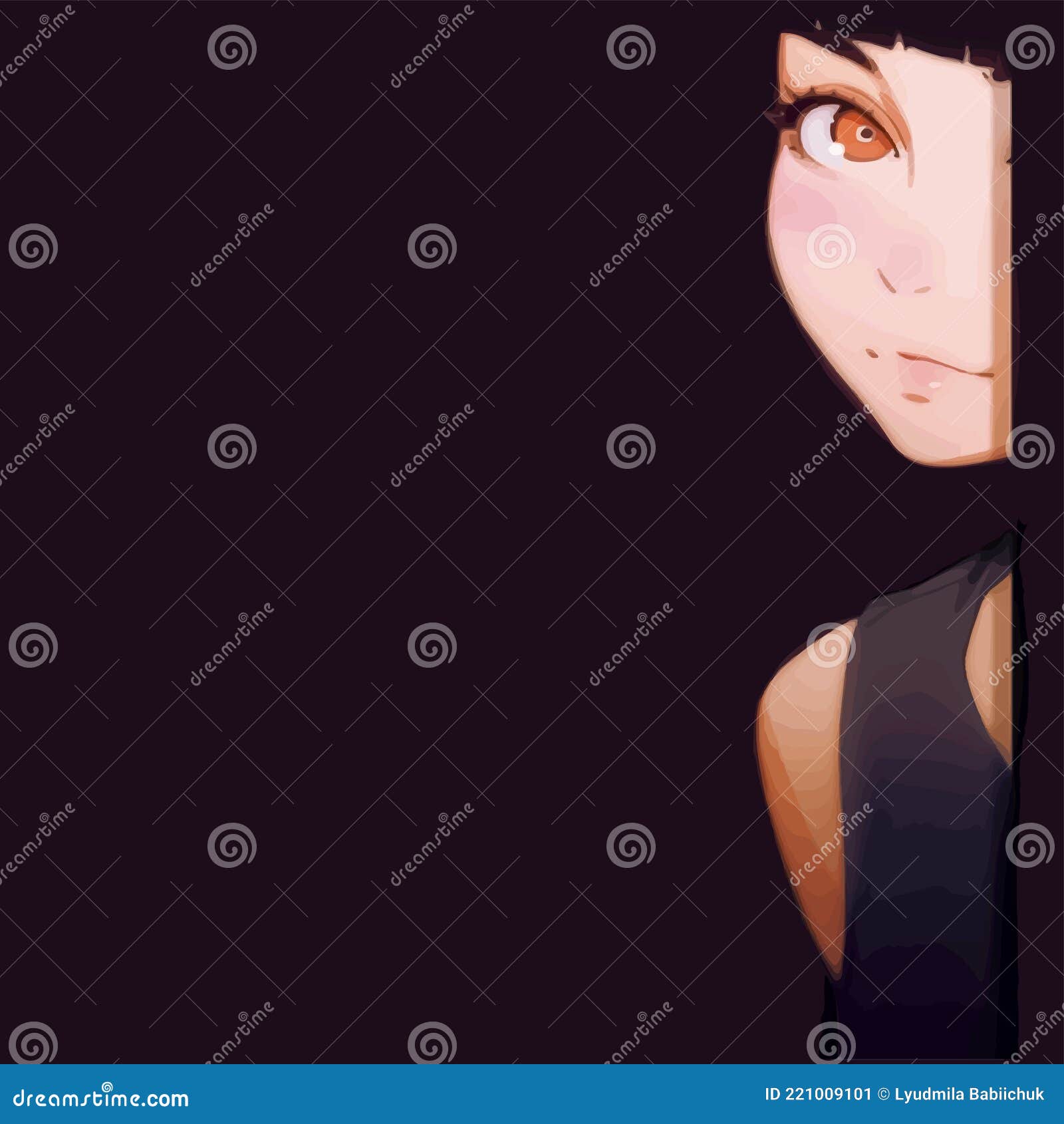 Anime Girl Peeking Out from Behind the Wall Stock Vector - Illustration ...